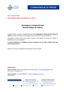 La nomination de Mgr François Durand - Diocèse de Mende